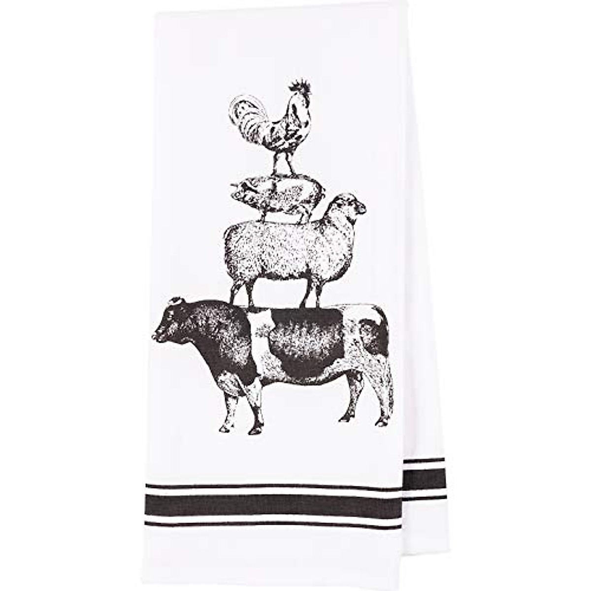 KAF Home Pantry Stacked Farm Animals Kitchen Dish Towel 18 x 28-inch Set of 4