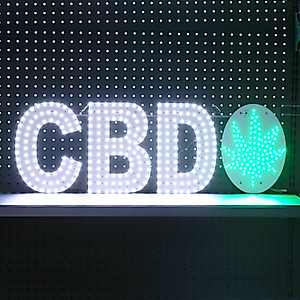 30"x10" Large LED CBD Signs for Smoke Shops, Super Bright Unique Design CBD Sign with Hanging Installation, High Visibility CBD Sign for Stores Retail Shops Window (White)
