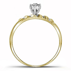 Sizes - L = 8, M = 8 - 10k Yellow Gold Diamond Cluster Mens And Ladies Couple His & Hers Trio 3 Three Ring Bridal Matching Engagement Wedding Ring Band Set (1/10 cttw.) - Please use drop down menu to select your desired ring sizes