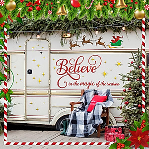 Landhoow 41 Pcs Magnetic Christmas Garage Door Decorations Christmas Garage Magnets Believe Quote Stickers Magnetic Holiday Santa Claus Reindeer Star Car Decal Magnets for Home Party Decor