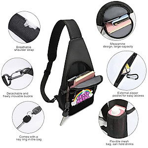 Unicorn Death Metal Trendy Sling Bag Casual Crossbody Shoulder Backpack Lightweight Chest Bag for Travel Hiking