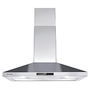 Range Hood 30 inch Stainless Steel, Wall Mount Stove Hood Ducted/Ductless Convertible with 3 Speed Kitchen Vent Hood, Touch Control, Energy-saving LED Lights, 5-Layer Aluminum Filters