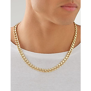Waitsoul 925 Sterling Silver Cuban Chain Lobster Clasp 8mm 18K Gold Over Cuban Link Curb Chain Necklace for Women Men Diamond Cut 20 Inches