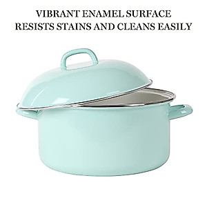 Martha Stewart Thayer 6.4-Quart Enamel On Steel Scratch Resistant Dutch Oven w/Lid - Martha Blue, Induction Safe