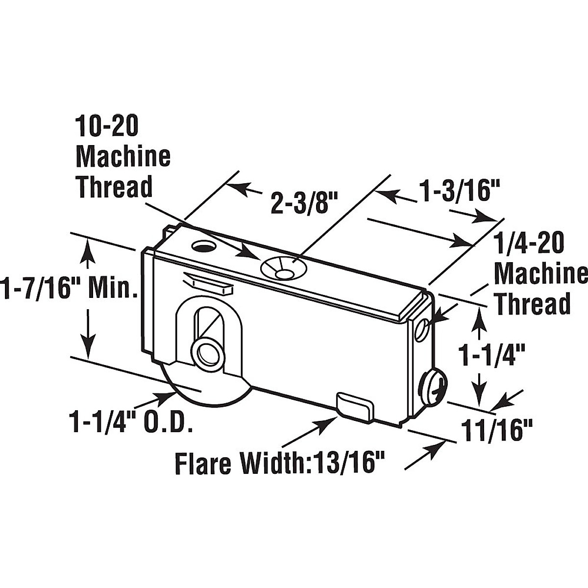 Prime-Line D 1541 1-1/4 In., Steel Roller Assembly with Ball Bearing and Plain Back Housing, for Blomberg (Single Pack)