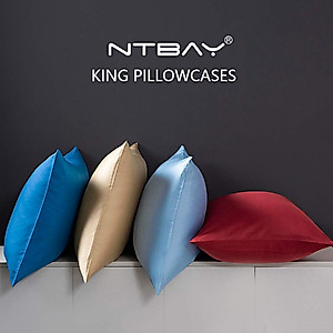 NTBAY King Pillowcase Set - 2 Pack Brushed Microfiber 20x36 Pillowcases - Soft, Wrinkle-Free, Fade-Resistant, Stain-Resistant, White Pillowcases with Envelope Closure - 20x36 Inches, White