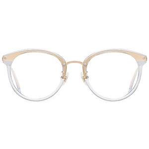 SOJOS Retro Round TR90 Blue Light Reading Glasses Womens Mens Readers Computer Glasses Eyewear Frame SJ9001, Clear Frame 0.00 x