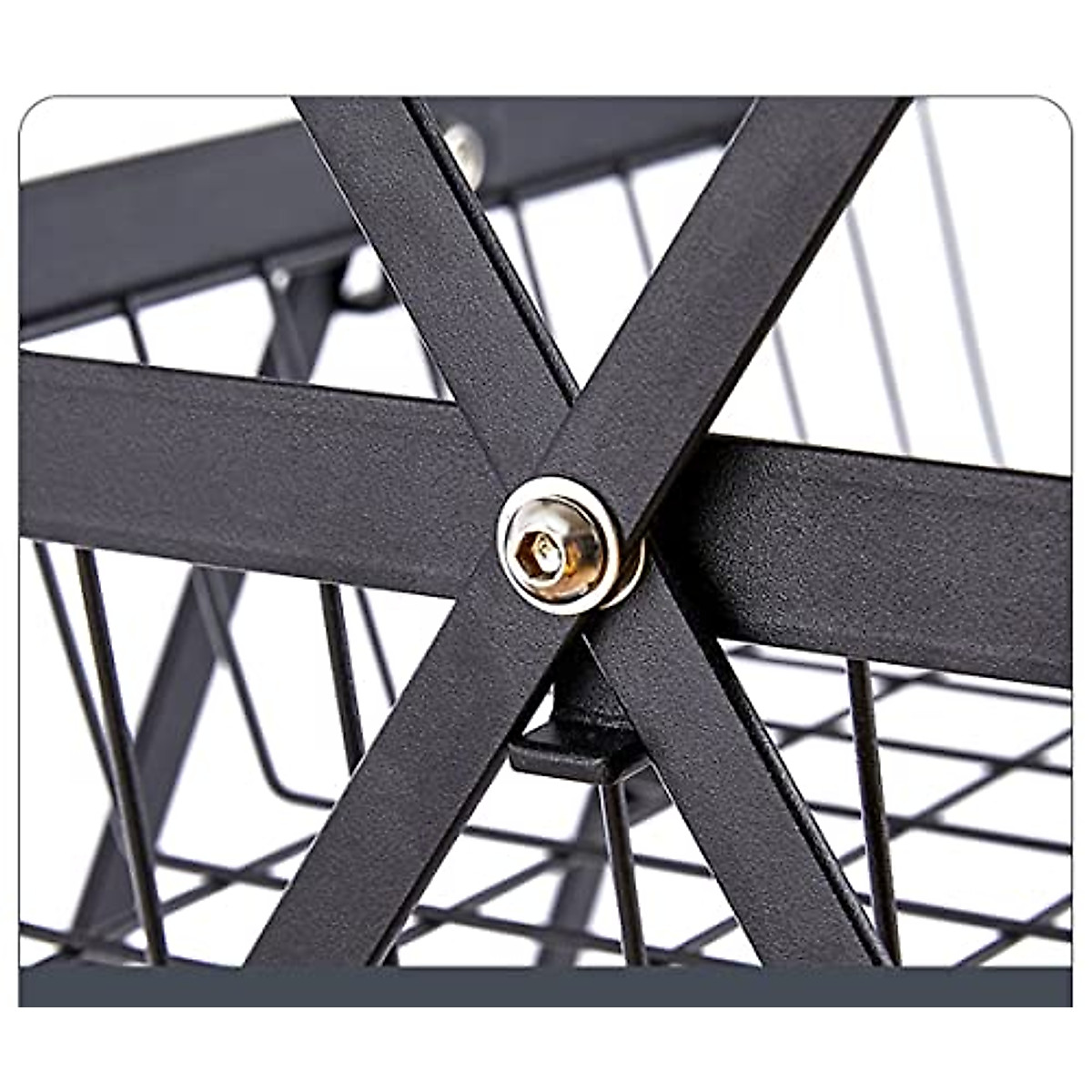 4 layers Tier Foldable No Assembly Storage Shelves with Wheels 13.5’’*10.6’’*29.7’’ Free Standing Metal Wire Rack Heavy Duty Pantry Collapsible Organizer for Kitchen Bedroom Bathroom Office Black