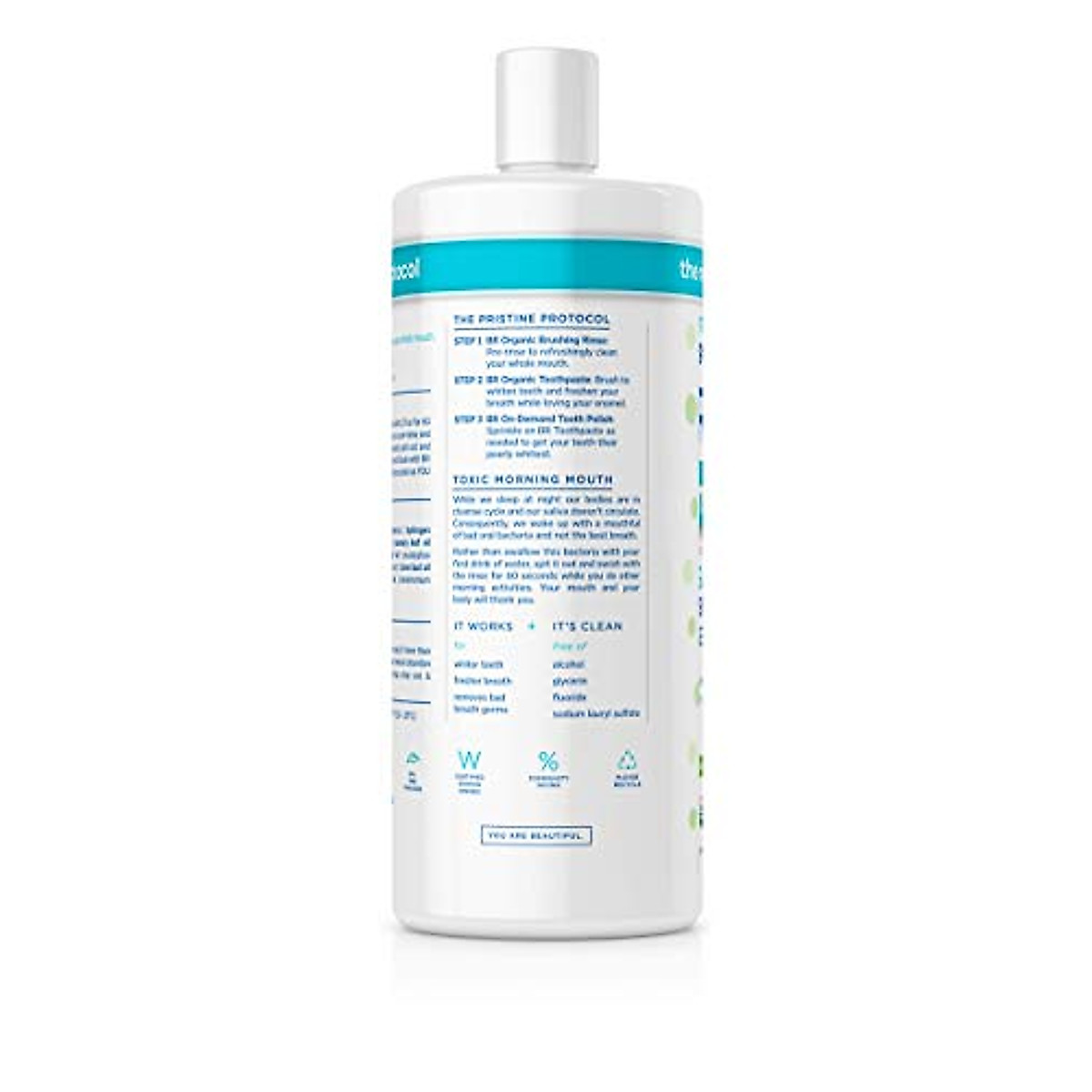 Essential Oxygen Certified BR Organic Brushing Rinse, All Natural Mouthwash for Whiter Teeth, Fresher Breath, and Happier Gums, Alcohol-Free Oral Care, Peppermint, 32 Ounce