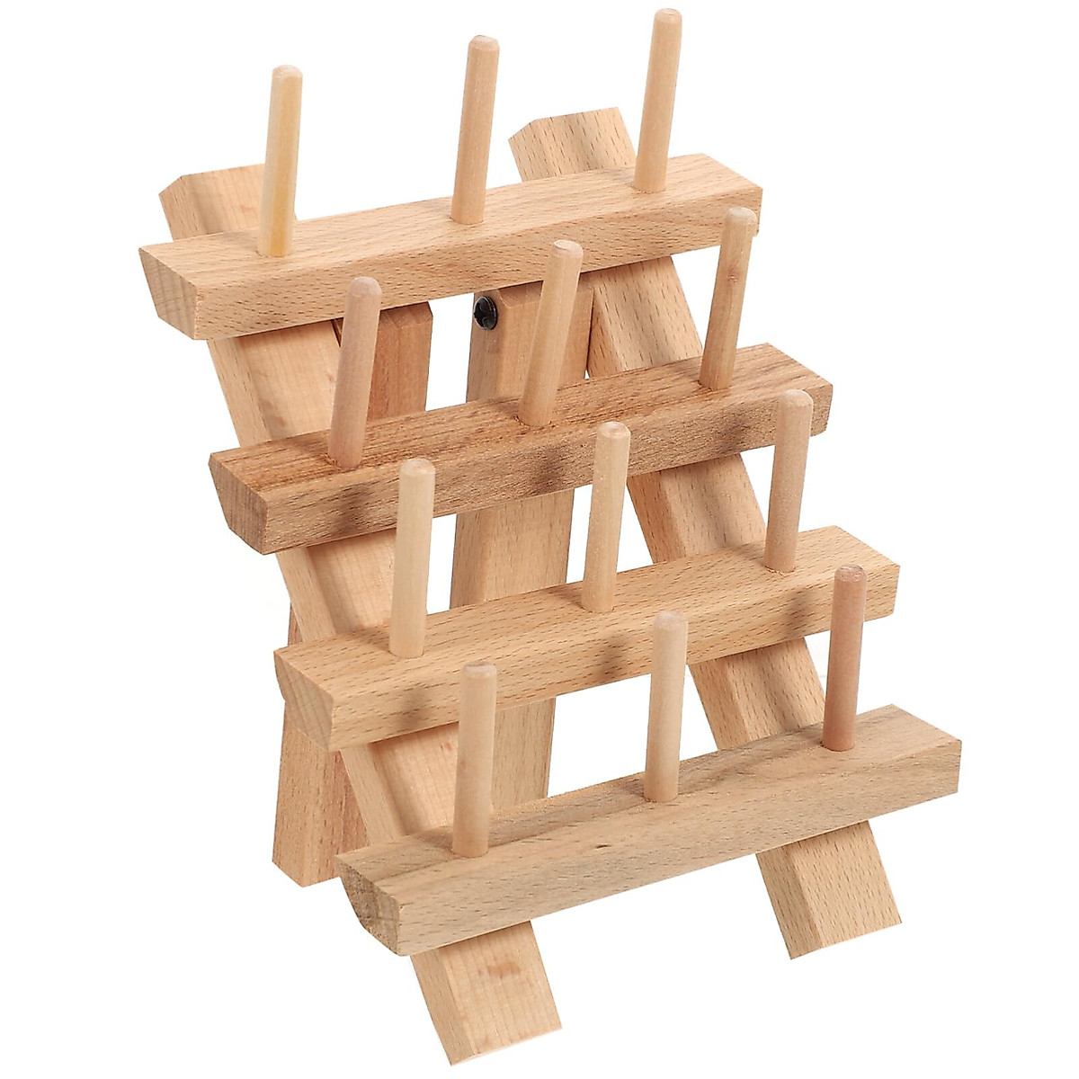 EXCEART 12 Spool/Cone Wooden Thread Rack Wooden Folding Thread Holder Organizer Sewing Embroidery Thread Rack for Sewing Embroidery Quilting Craft