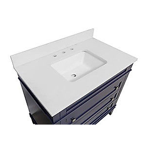 Eleanor 36-inch Bathroom Vanity (Quartz/Marine Gray): Includes Marine Gray Cabinet with Stunning Quartz Countertop and White Ceramic Sink
