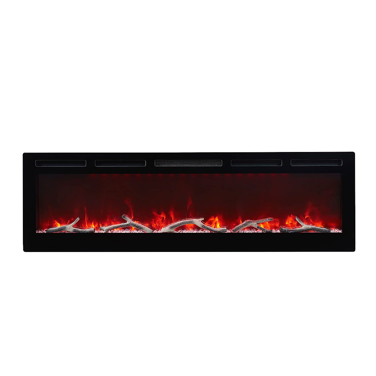 EDYO LIVING 60 inches Electric Fireplace Recessed and Wall Mounted Electric Fireplace Heater and Linear with Timer, Remote Control, Adjustable Flame Color