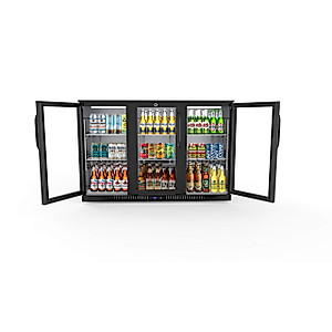 KoolMore - BC-3DSW-BK 3 Door Back Bar Cooler Counter Height Glass Door Refrigerator with LED Lighting - 11 cu.ft, Black