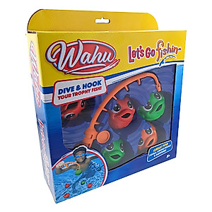 Wahu Let's Go Fishin' 6-Piece Kids Pool and Bath Toy Set for Ages 5+, Kids Fishing Water Toys Set with 1 Fishing Pole and 5 Colorful Fish