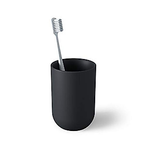 Umbra Junip Bathroom Accessories Tumbler-Modern Resin Holder and Organizer, Perfect for Holding Toothbrushes, Make-up Brushes and More, Small (Pack of 1), Black