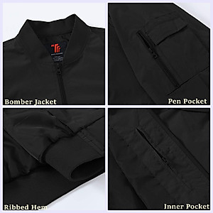 Rdruko Men's Windbreaker Lightweight Bomber Jacket Causal Fashion Light Jacket(Black, US L)