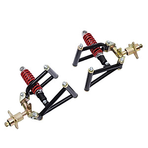 TFCFL Front Suspension Shock Swing Arm Kit Upper Lower Swingarm Steering Knuckle Spindle Kit For ATV Quad Bike Go Kart Buggy DIY Parts, 3 Flange Holes
