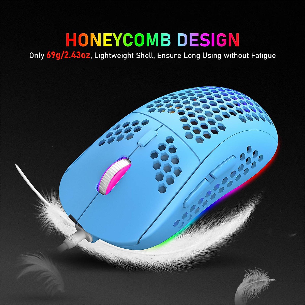 SELORSS Blue 60% True Mechanical Gaming Keyboard and Mouse Combo,20 RGB Chroma Backlit Type C Wired 62 Keys Mini Keyboard,Lightweight Gaming Mouse and Mouse Pad for Gamers and Typists