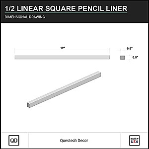 Questech Décor Tile Trim, 3/4 x 12 Inch Linear Flat Pencil Tile Edge Trim Cap, Decorative Shower Tile Liner, Kitchen Tile Border Backsplash Trim, Brushed Nickel Finish, 12 Pack
