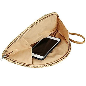 Straw Clutch Purse for Women Summer Wristlet Clutch Handbag Purse Woven Straw Bag Envelope Clutch Purse