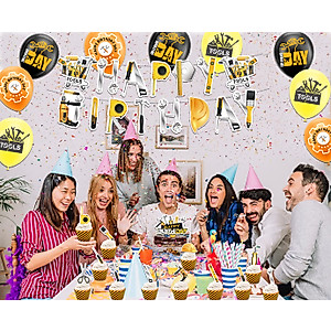 Tools Party Decorations Tools Birthday Party Supplies Includes Toolbox Happy Birthday Banner, Cake Topper, Cupcake Topper, Balloons for Tools Themed Party
