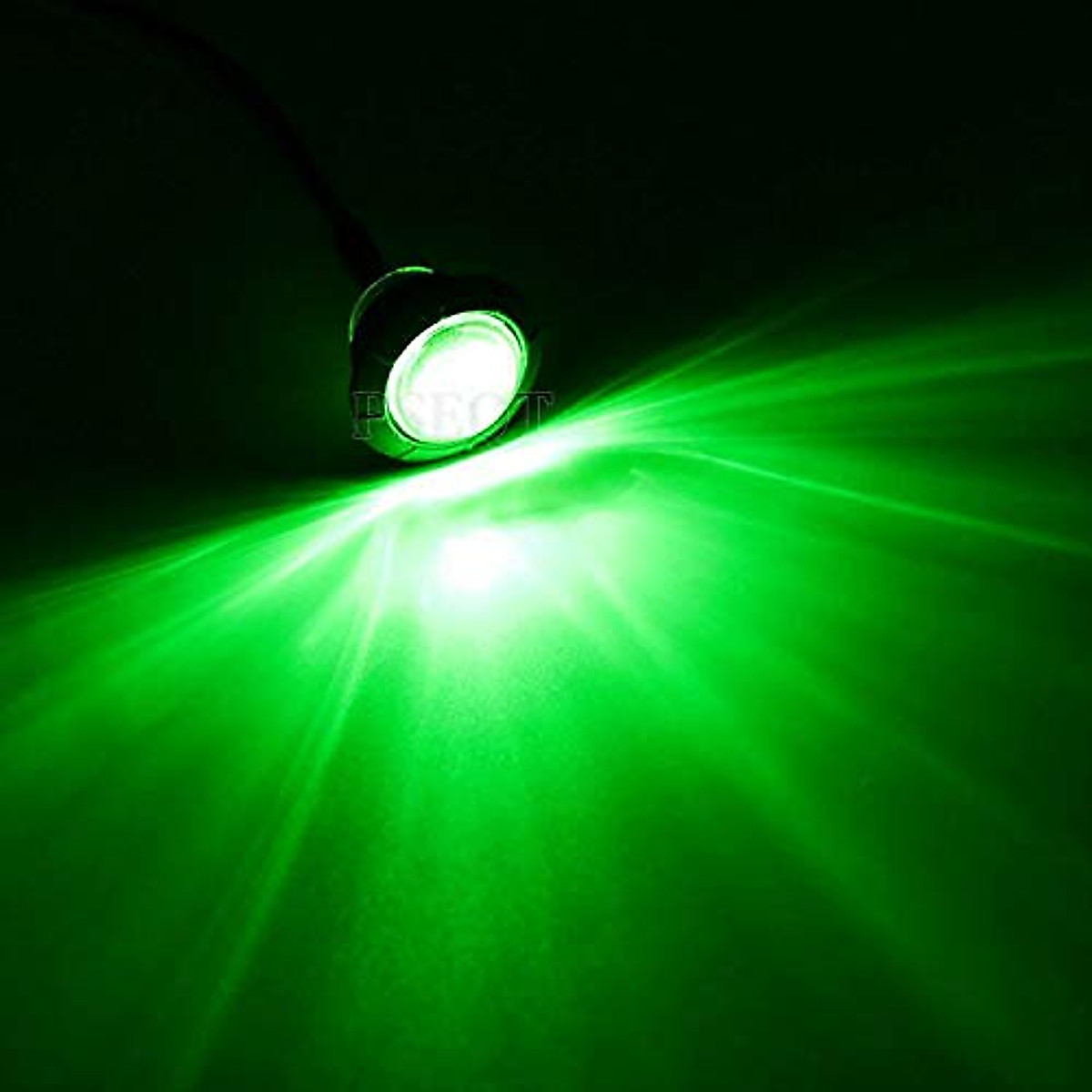 PSEQT 3/4" LED Rock Lights Round Underglow Wheel Fender Side Marker Clearance Lights with Bullet Grommets Waterproof for Trailer Golf Cart Offroad Wrangler Truck RV UTV ATV (Green, 10Pcs)