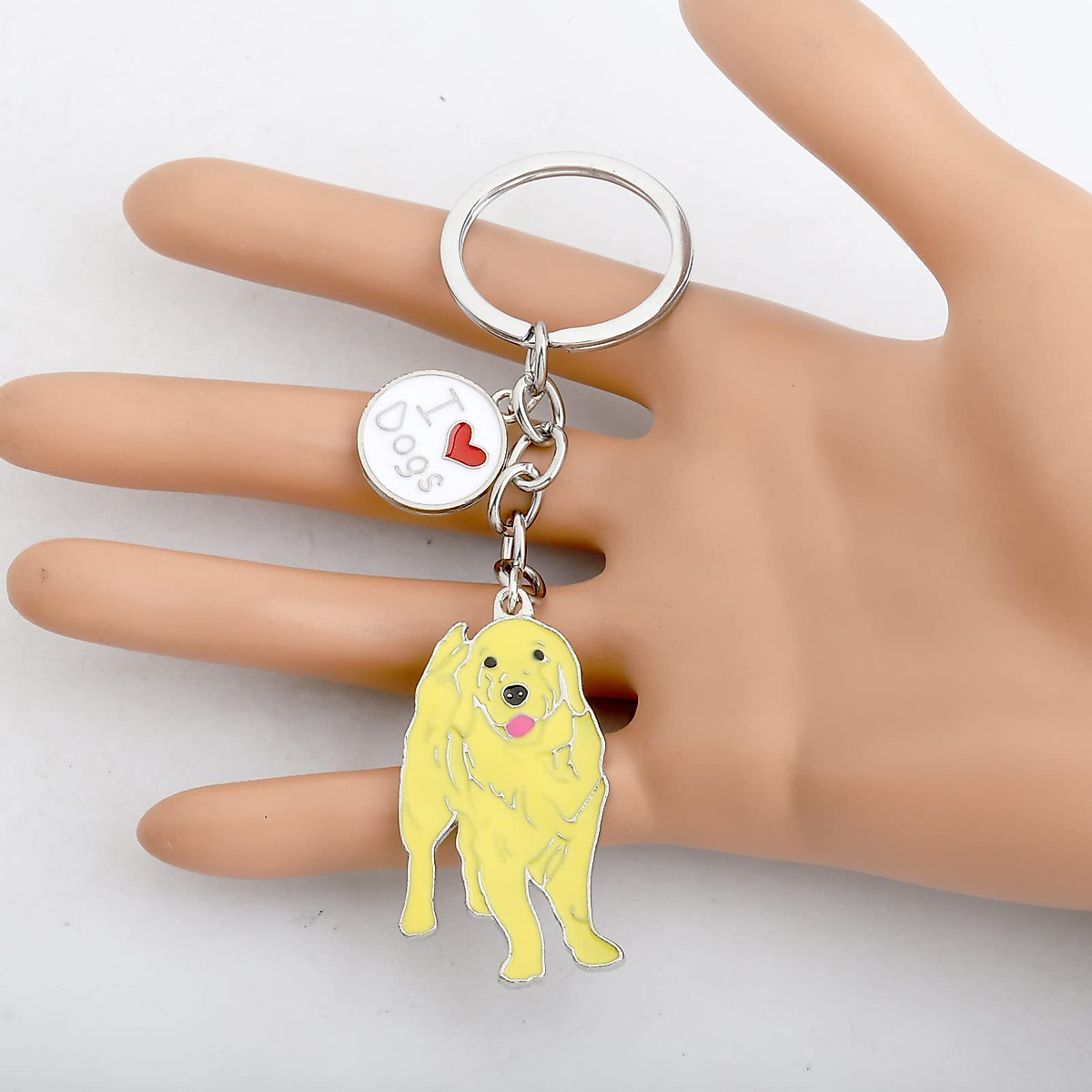 FUSTMW Golden Retriever Keychain Gifts Golden Retriever Dog Lover Owner Gifts Golden Retriever Charm Keyring Dog Mom Dad Gifts (Silver)