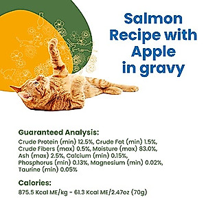 Almo Nature HQS Complete Salmon with Apple In Gravy Grain Free Adult Cat Canned Wet Food, Flaked