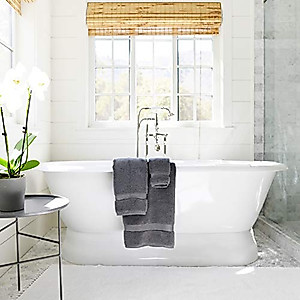 Supima Cotton 3 Piece Bath Towel Set by Laguna Beach Textile Co - Bath Towel, Hand Towel, Washcloth - Hotel Quality, Plush, 730 GSM Pewter Gray