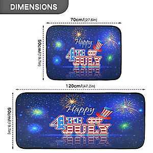 Independence Day July 4th Kitchen Rug Mats 2PCS Non Slip 47" x 20" + 28" x 20" Kitchen Carpet Floor Mat Hallway Rugs Anti Fatigue Doormat