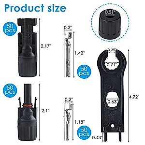 SanSanYa 100PCS Solar Connectors 50Pairs Male/Female Solar Panel Cable Connectors IP67 Waterproof