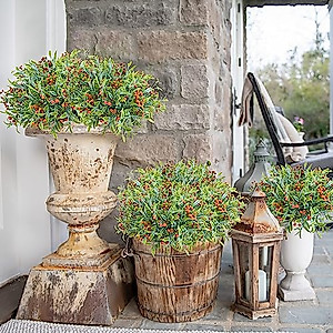 Phliofd 8 Bundles Artificial Flowers for Outdoor, UV Resistant Fake Plastic Flowers Plants Faux Flowers for Garden Window Box Office Home Bedroom Living Room Decor (Red)