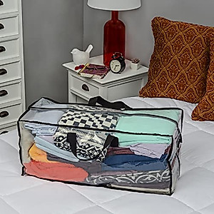 Packing Bags for Moving – 6 Pack Clear Zippered Storage Bags with Handles, Plastic Storage Totes for Clothes, Linens, Pillows, Large Storage Bags for Organizing, Packing - 27x12x13.75