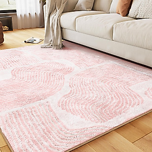 ODIKA Zen Garden Area Rug - Ultra Soft Area Rug 3x5, Non Slip, Stain Resistant Living Room Rug, Washable Area Rugs for Living Room, Rugs for Bedroom (Pink, 3x5)