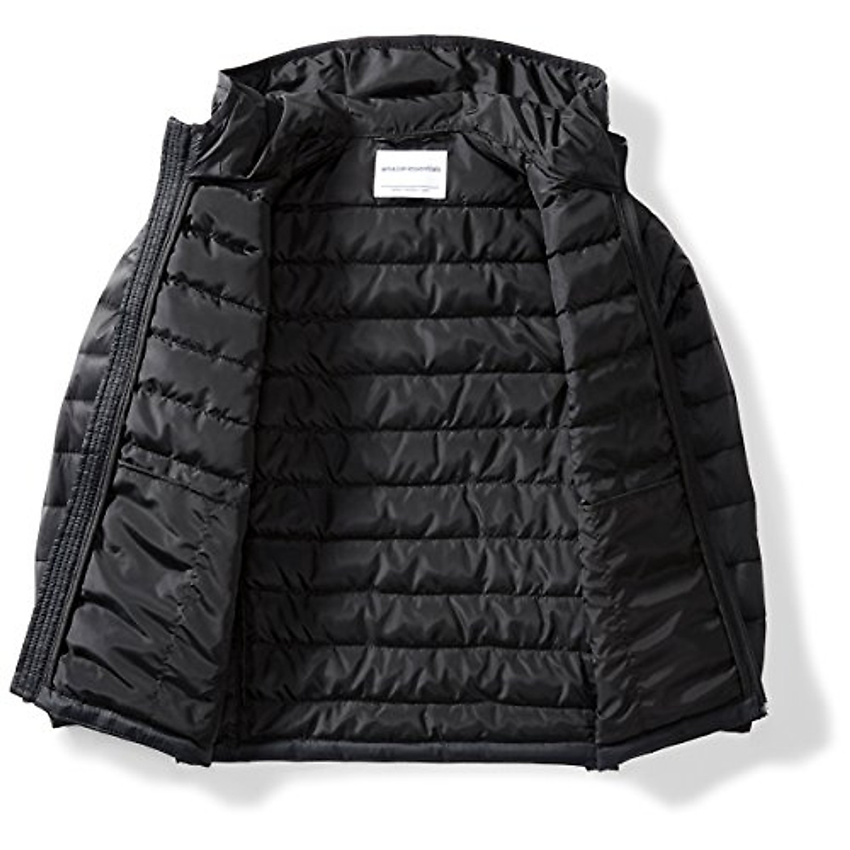 Amazon Essentials Boys' Lightweight Water-Resistant Packable Hooded Puffer Coat, Black, Large