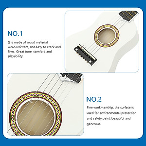 21 Inch Guitar Small Acoustic Guitar for Beginners 6- String Wooden Guitar White