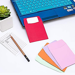 120 Pieces Small Envelopes Library Card Non-Adhesive Packets Envelopes with 120 Pieces Adhesive Double Sided Glue Points for School, Library, Office Task Trackers and Gift Tag (Pocket Envelopes)