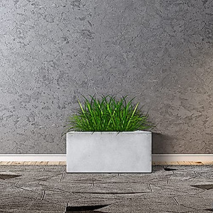Kante 31.5" L Rectangular Concrete Planters, Outdoor Indoor Modern Plant Pot with Drainage Hole and Rubber Plug for Garden, Patio, Concrete Gray Finish