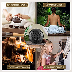 Kiddisie Steel Tongue Drum 11 Notes 6 Inch Handpan Drum Percussion Instrument with Mallets, Mallet Bracket, Finger Picks, Music Book and Travel Bag for Meditation Yoga Musical Education