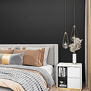 Wallercity Silk Black Contact Paper for Countertops 17.5''x118'' Self Adhesive Removable Contact Paper for Cabinets and Drawers Textured Peel and Stick Wallpaper Waterproof Vinyl Wall Stickers