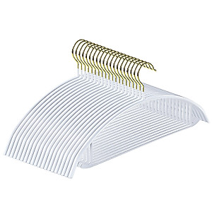 MOPALL Non Slip Coat Hangers 20 Pack No Shoulder Bumps and Space Saving, Wide Heavy Duty Clothes Hangers with Nano-Dipped Rubber Coated Surface for Sweaters/Suits/Dresses/Pants,Shirt(White, 20 pc)