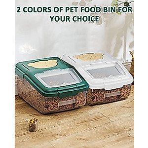 BNOSDM Airtight Cat Food Storage Container 8 lb Pet Dog Foods Storage Bins with Wheel Transparent Plastic Bulk Dry Feed Dispenser Measuring Cup, Seal Locking Lid Rice Cereal Flour