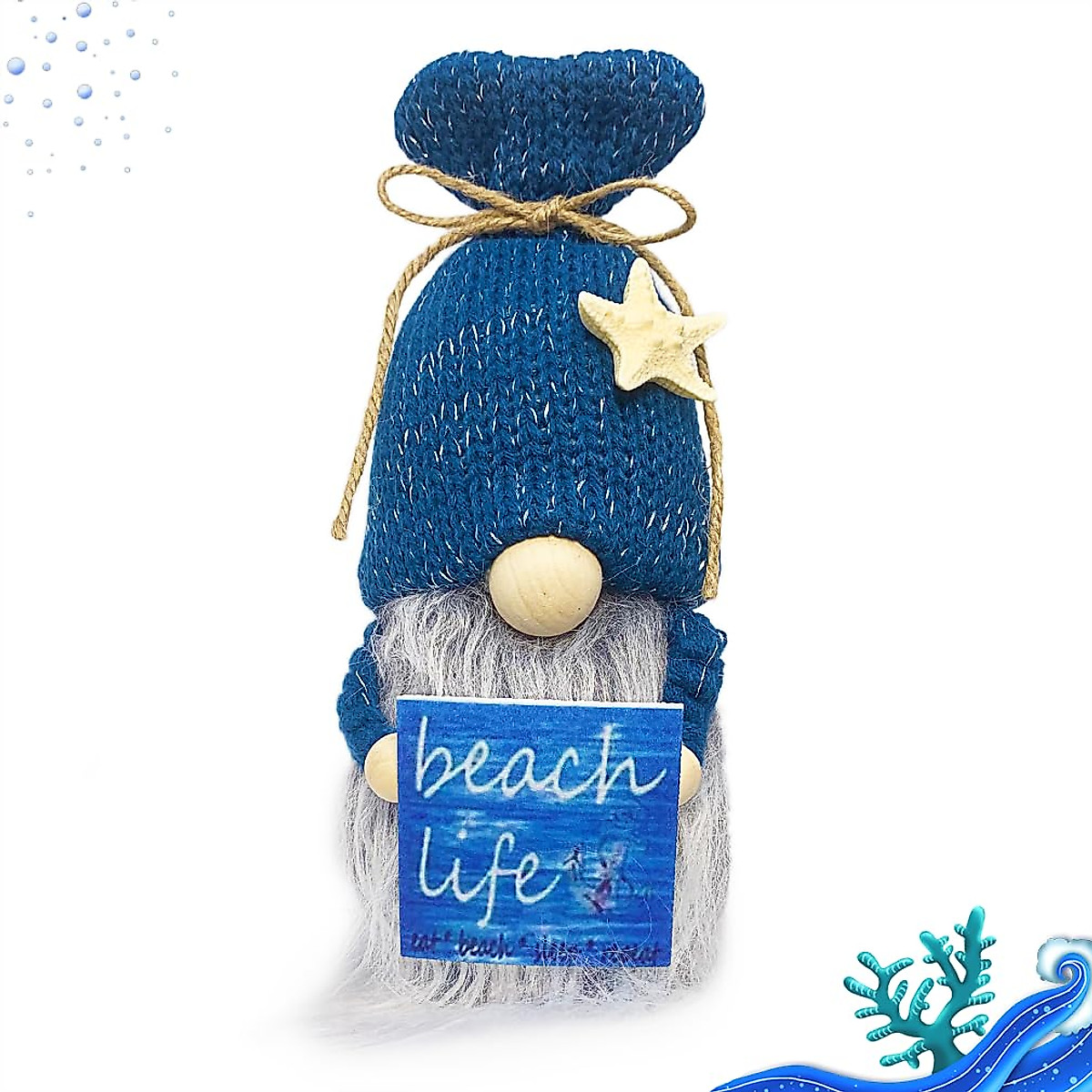 AMOH JERCY Ocean Theme Coastal Gnomes Plush with Starfish Beach Theme Sign Summer Gnomes Plushie Ornaments Tomte Elf Fall Thanksgiving Christmas Decorations Gifts Gnomes for Ages 12+