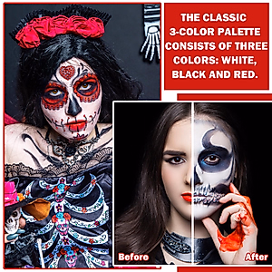QIUFSSE Clown Makeup Kit,White Black Red Face Body Paint for Adults Professional Oil Based Waterproof Halloween Cosplay SFX Special Effects Makeup Kit