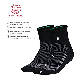 adidas Ub21 Superlite Running Quarter Socks (2-Pair), Black/Grey/White, Medium