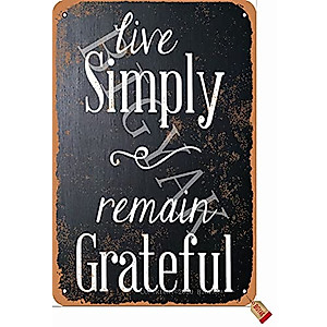 BIGYAK Live Simply Remain Grateful Iron Vintage Look 20X30 cm Decoration Painting Sign for Home Kitchen Bathroom Farm Garden Garage Inspirational Quotes Wall Decor