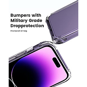 Mkeke for iPhone 14 Pro Case Clear, [Military Grade Protection] [Not Yellowing] Shockproof Phone Case for Apple iPhone 14 Pro 2022