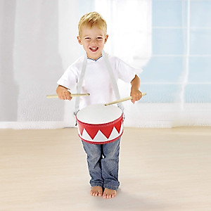 MUSICUBE Kids Drum Set 8-Inch Wooden Drum Toys with an Adjustable Strap and 2 Drumsticks Educational Baby Musical Toys Drum Sensory Musical Instrument Toys for Toddler Boys & Girls Gift Packing