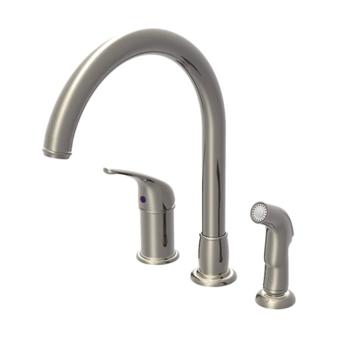 Aqueous 150K81CYBN Kitchen Faucet Single Handle Hi-Rise with Spray, Brushed Nickel