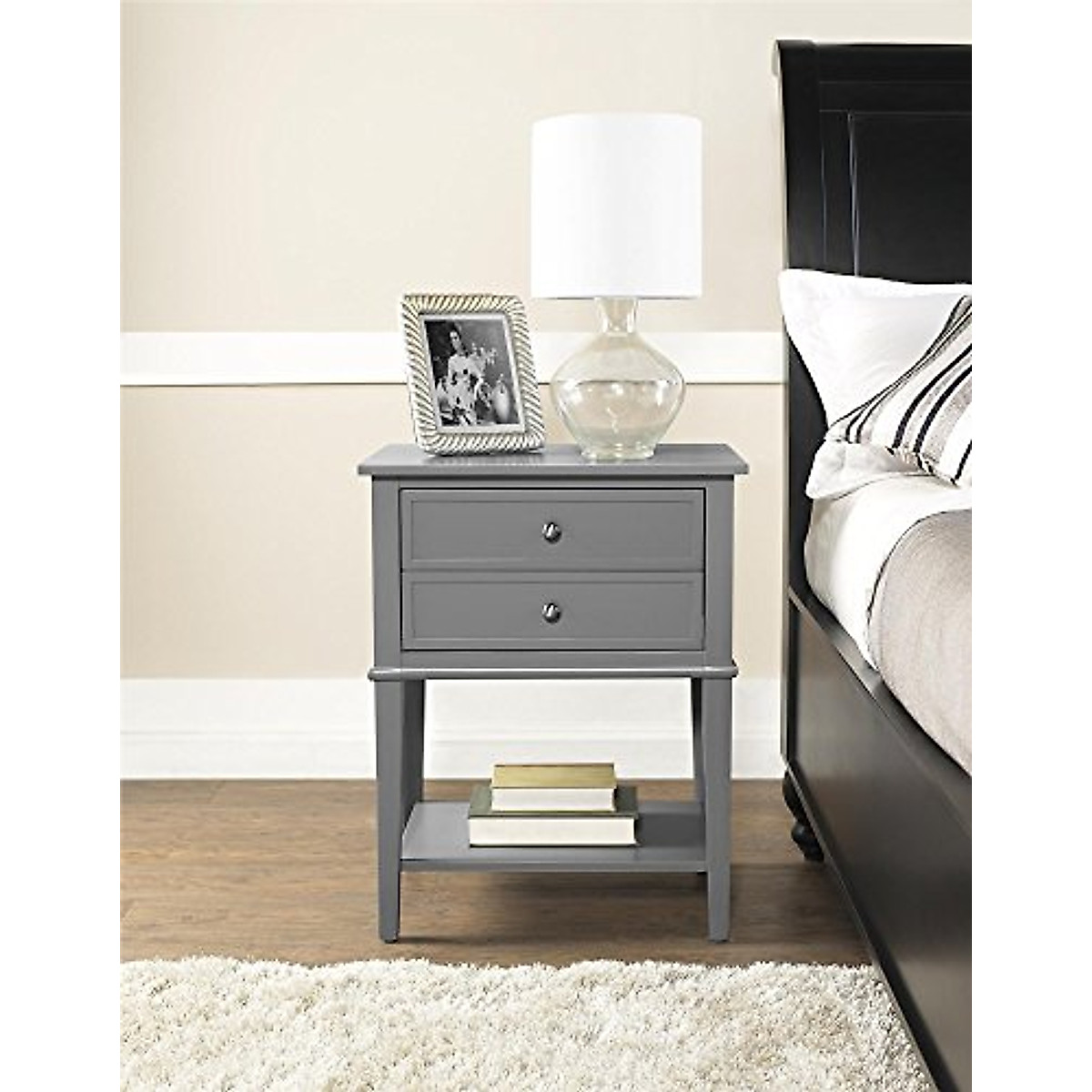 Ameriwood Home Franklin Accent Table with 2 Drawers, Gray -